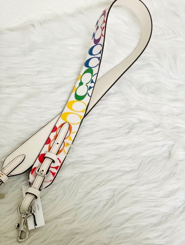 NWT Coach Strap In Rainbow Signature Canvas Silver / Chalk Multi CJ952 ...