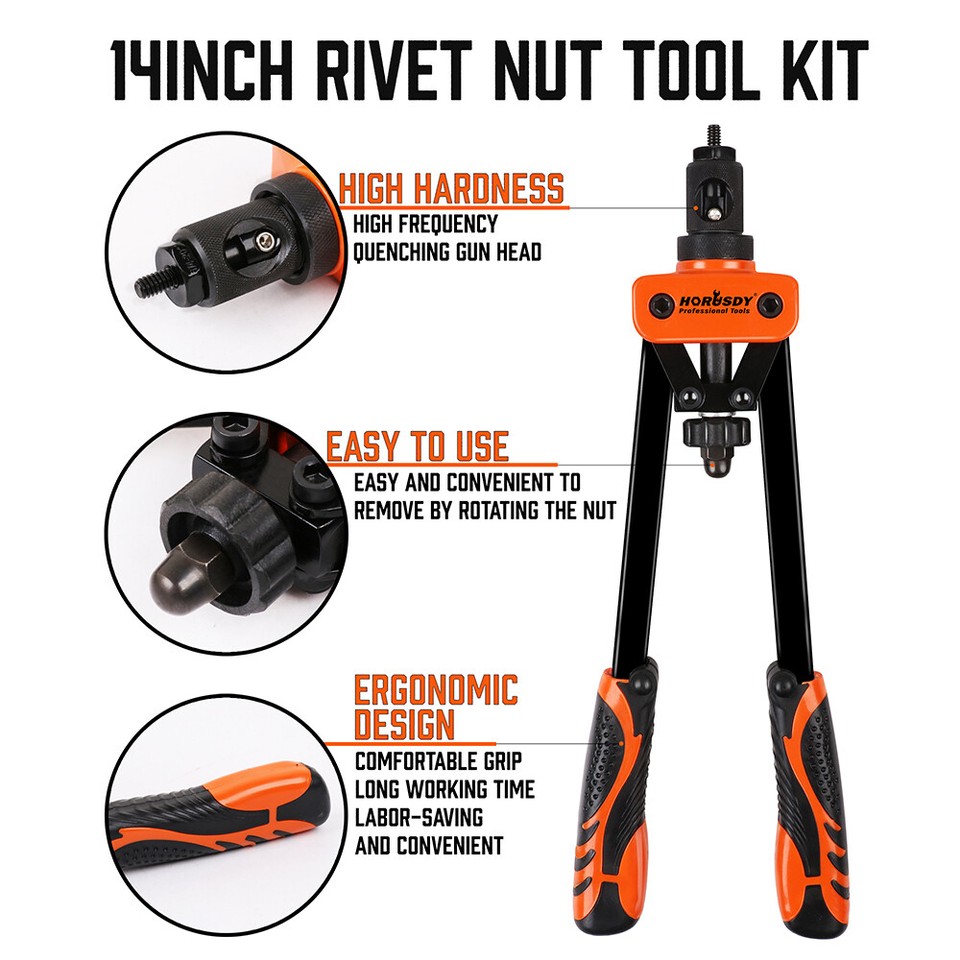 14'' Rivet Gun Kit Rivnut Thread Setting Tool Nut Setter NutSert Metric 70PCS | eBay