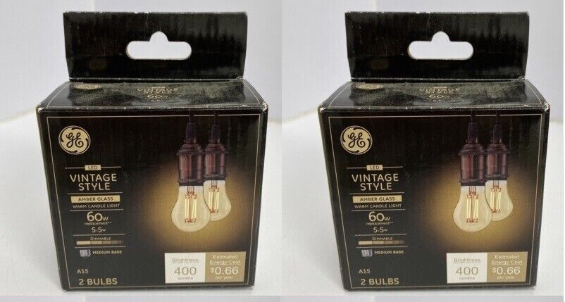 GE LED Vintage Style Warm Candle Light Dimmable 60w Amber 400 Lumens 4 ...