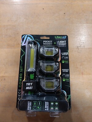 LitezAll 4 Piece Combo Set Pocket Light And 3 Pk Head Lamp | eBay