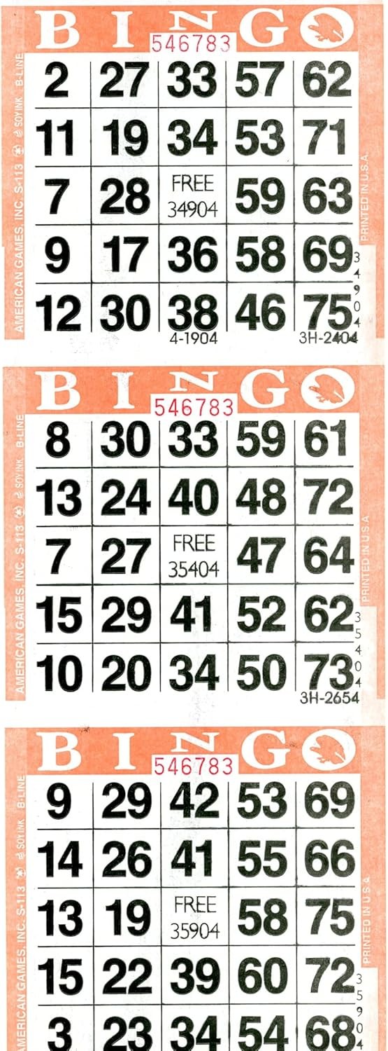 3 Vertical Orange Bingo Paper Sheets (500 Sheets) | eBay