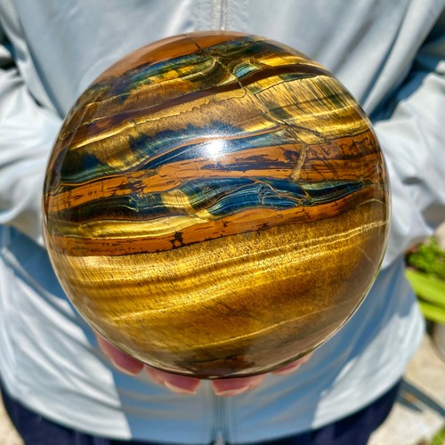 5.29LB Large Natural Tiger's Eye Ball Quartz Crystal Sphere Gem Healing ...