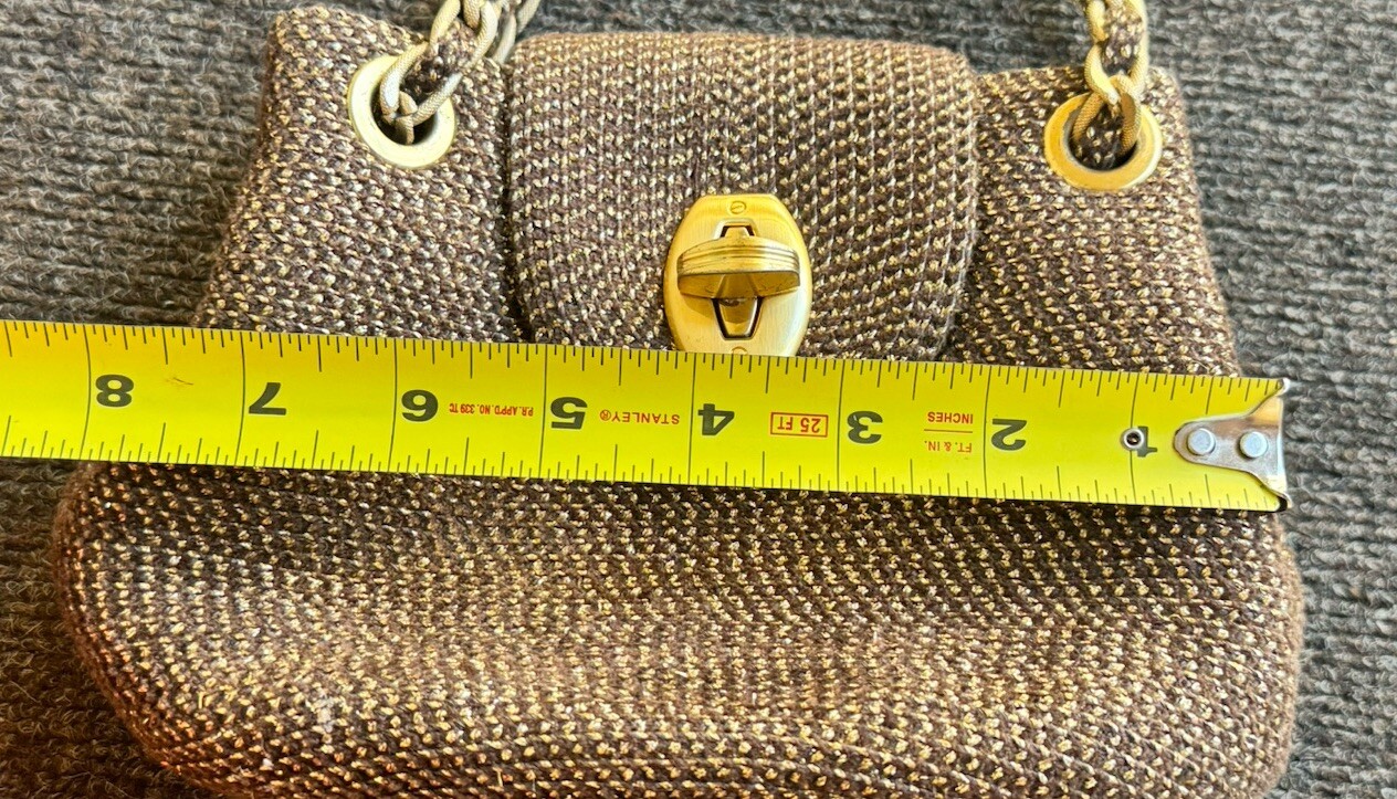 Eric Javits Small Hand Squishee Chain Strap Purse Brown/Gold Purse Bag ...