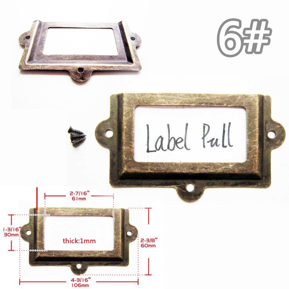 6/12/48pcs Cabinet Drawer Door Tag Label Pull Frame Handle File Name ...