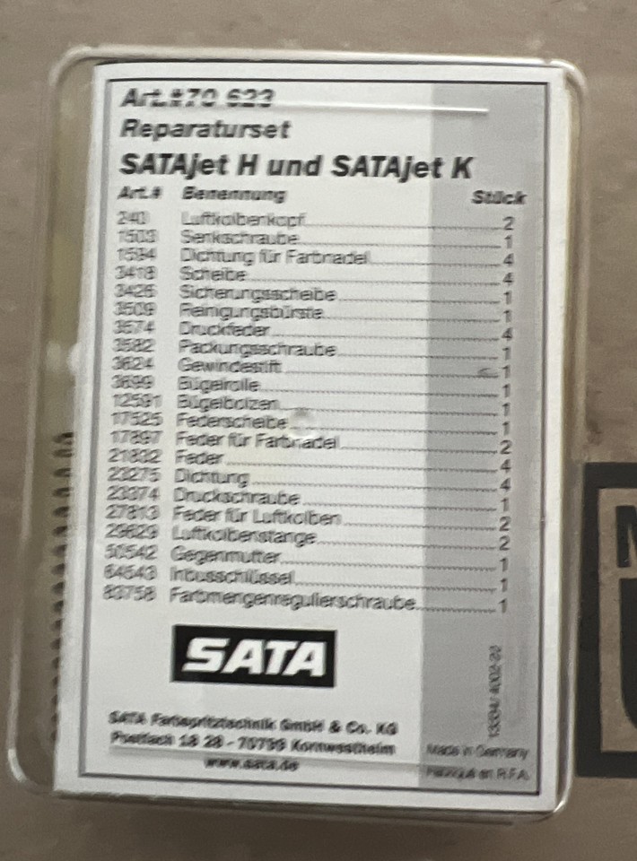 SATA 70623 Repair Kit, Use With: SATA jet K And SATA JET H Spray Gun | eBay