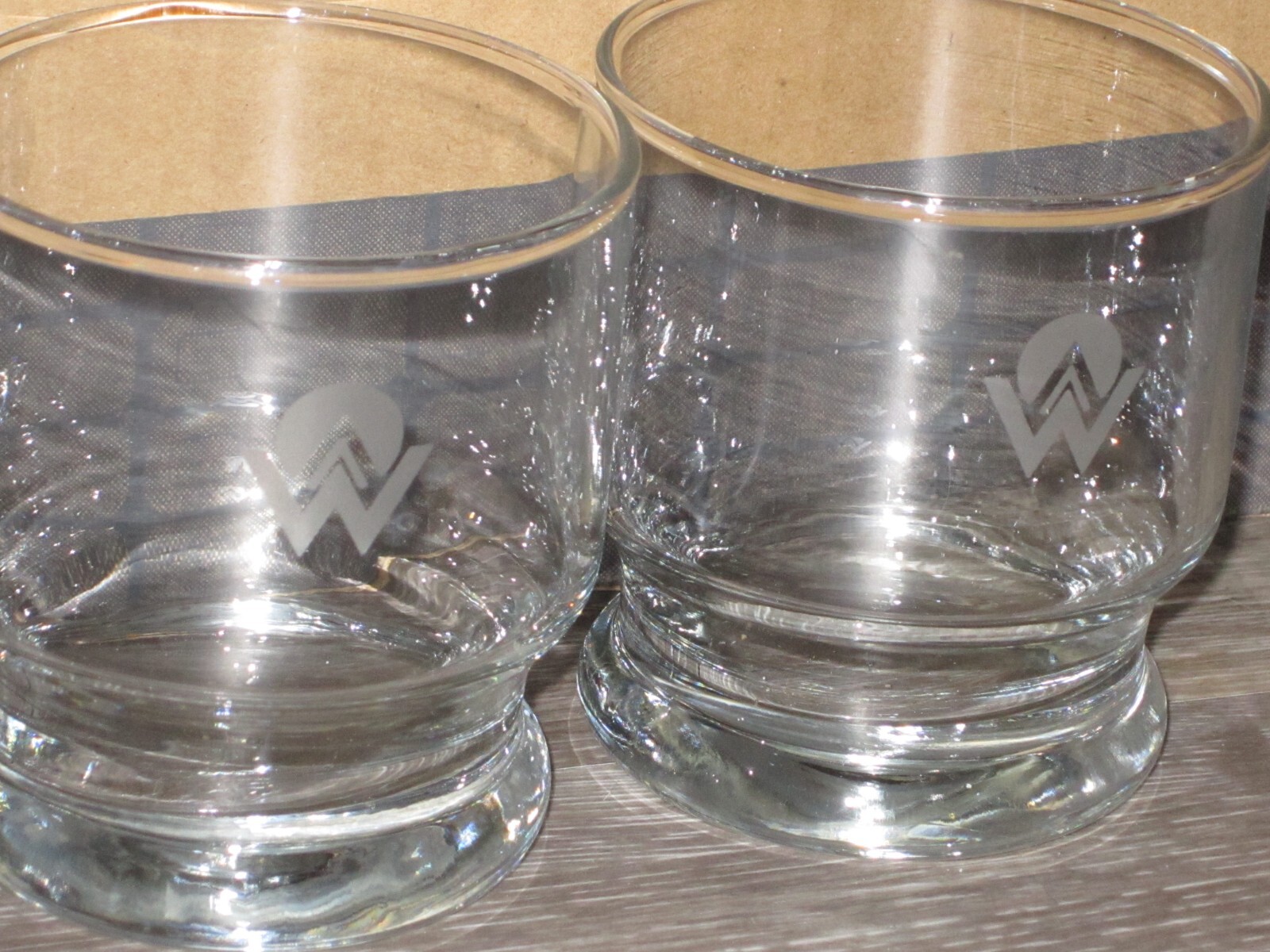 Lot of 2 America West Airlines Footed Rocks Glass - 3.5” x 3” - Frosted ...