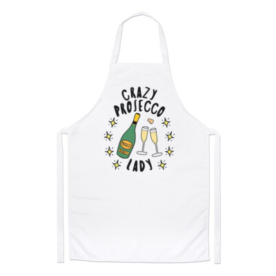 Crazy Prosecco Lady Stars Chefs Apron Funny Joke Drunk Mum Mothers Day ...