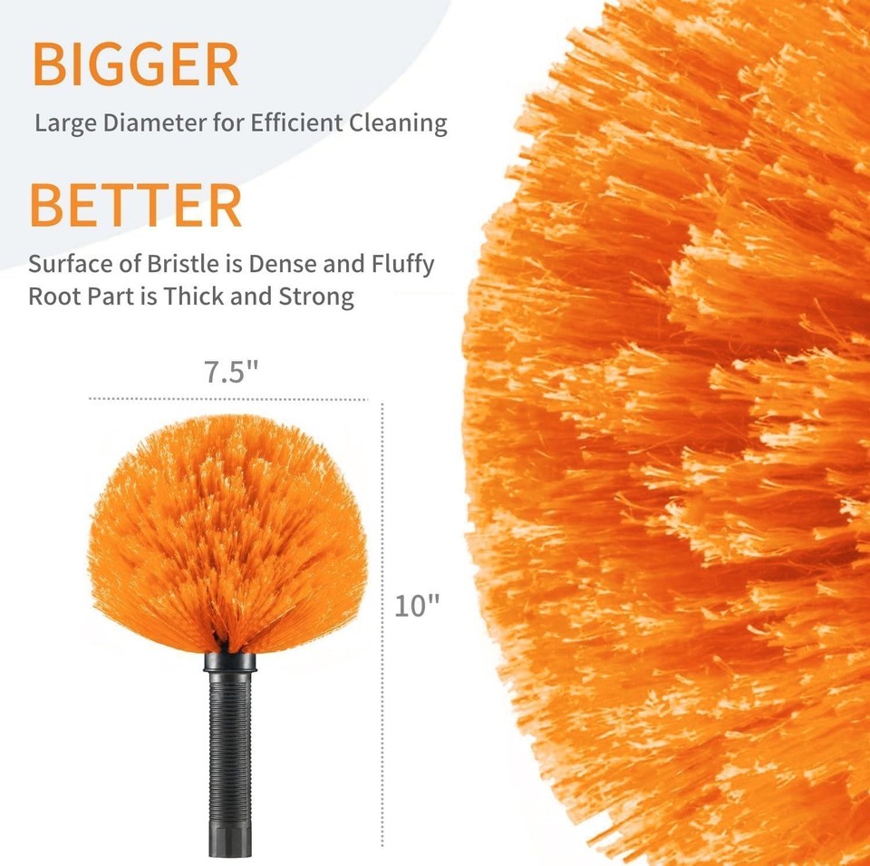 Screw on Cobweb Duster Brush Head | Spider Web Brush for Outdoor and ...