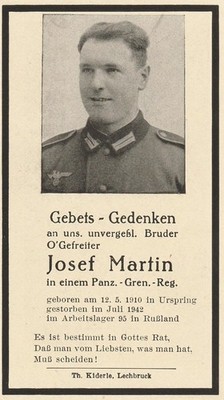 German WW II ( ORIGINAL ) Death Card- - Panzer Grenadier Regt 1942 ...