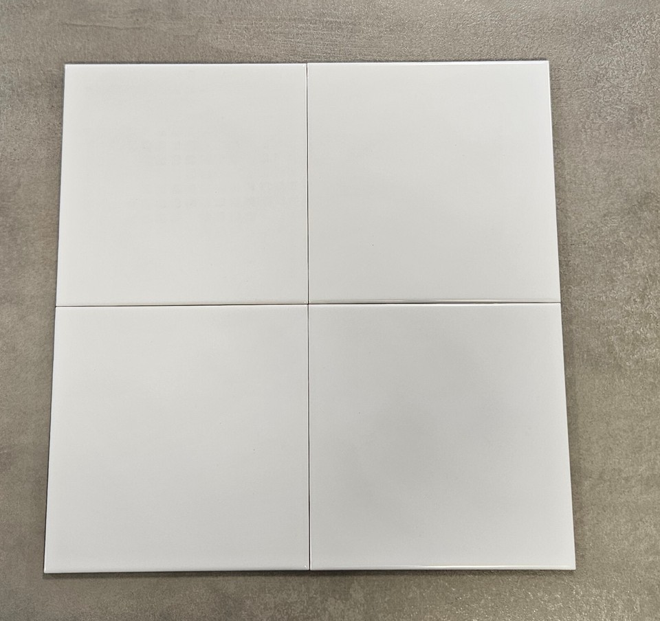 SAMPLES 2 tiles plain Gloss BUMPY White Bathroom ceramic tiles 20 x 20 ...