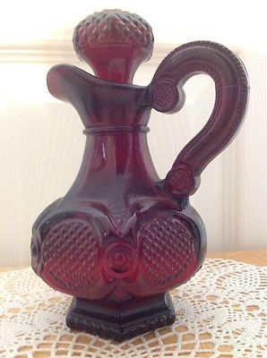 Avon Collectible Cruet Pitcher w Stopper Top 1876 Cape Cod 5oz Red Ruby ...