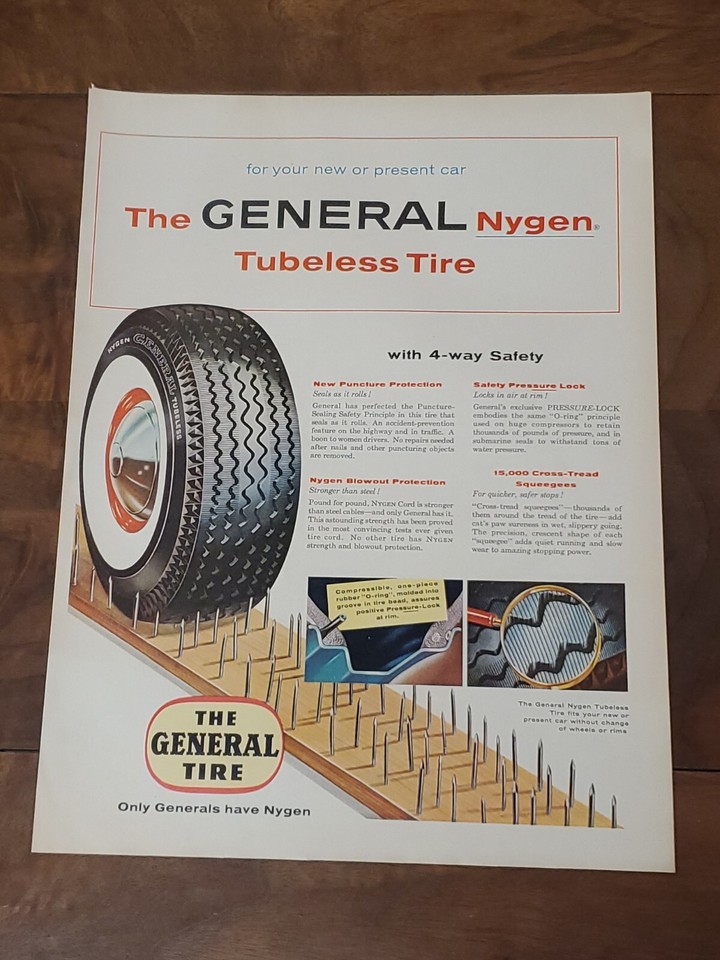 General Nygen Tubeless Tire / Board with Nails Test - Vintage 40s-50s ...