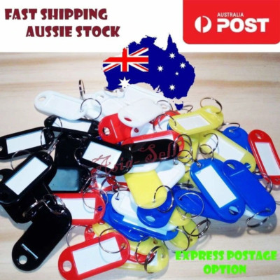 20 Plastic Key Tags Ring Keytags Name Card Phone Number Label Keychains ...
