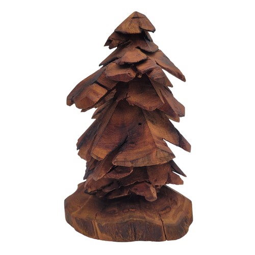 Vintage Rustic Wooden Christmas Fir Tree Hand Carved From One Piece of ...