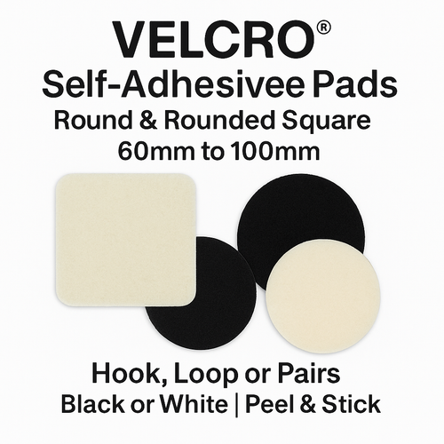 VELCRO® Sticky Pads Round Discs & Rounded Squares – 60mm to 100mm ...