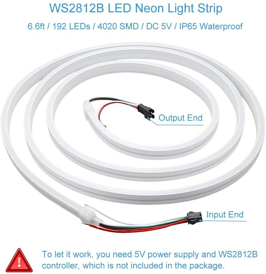 5V Addressable Rainbow ARGB LED Strip Neon Rope Tube Soft SK6812 IC ...