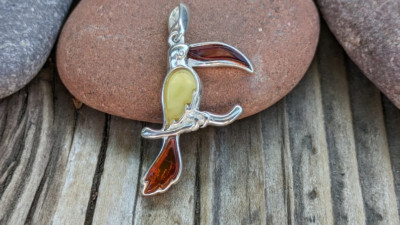Baltic Amber and Sterling Silver Parrot Charm Pendant, Toucan Charm | eBay