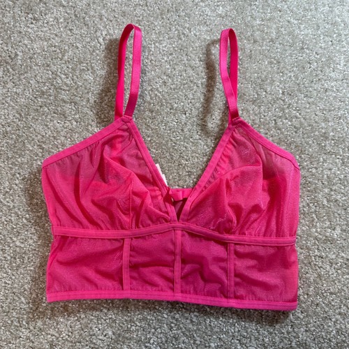 Audem Hot Pink Sheer Mesh Triangle Bralette Lingerie Top Medium | eBay