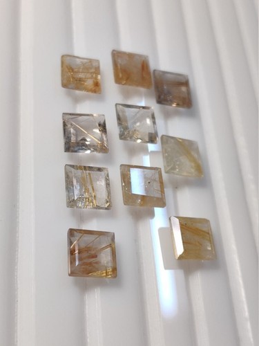 Square Faceted Cut Golden Rutile 5mm To 12mm Natural Calibrated Loose ...