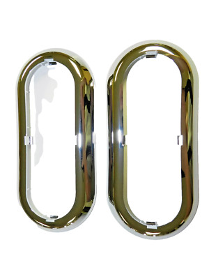 Set of 2 6" CHROME Rings Trailer Truck LED Surface Mount Oval Tail ...