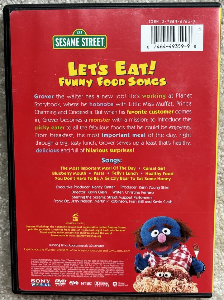 Sesame Street Let's Eat! Funny Food Songs DVD PBS Kids Show Singing ...