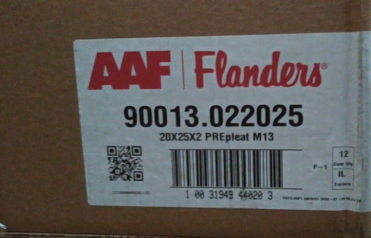 (1 BOX OF 12) Flanders Pre Pleat M13 - 20'' x 25'' x 2'' - Pleated Air ...