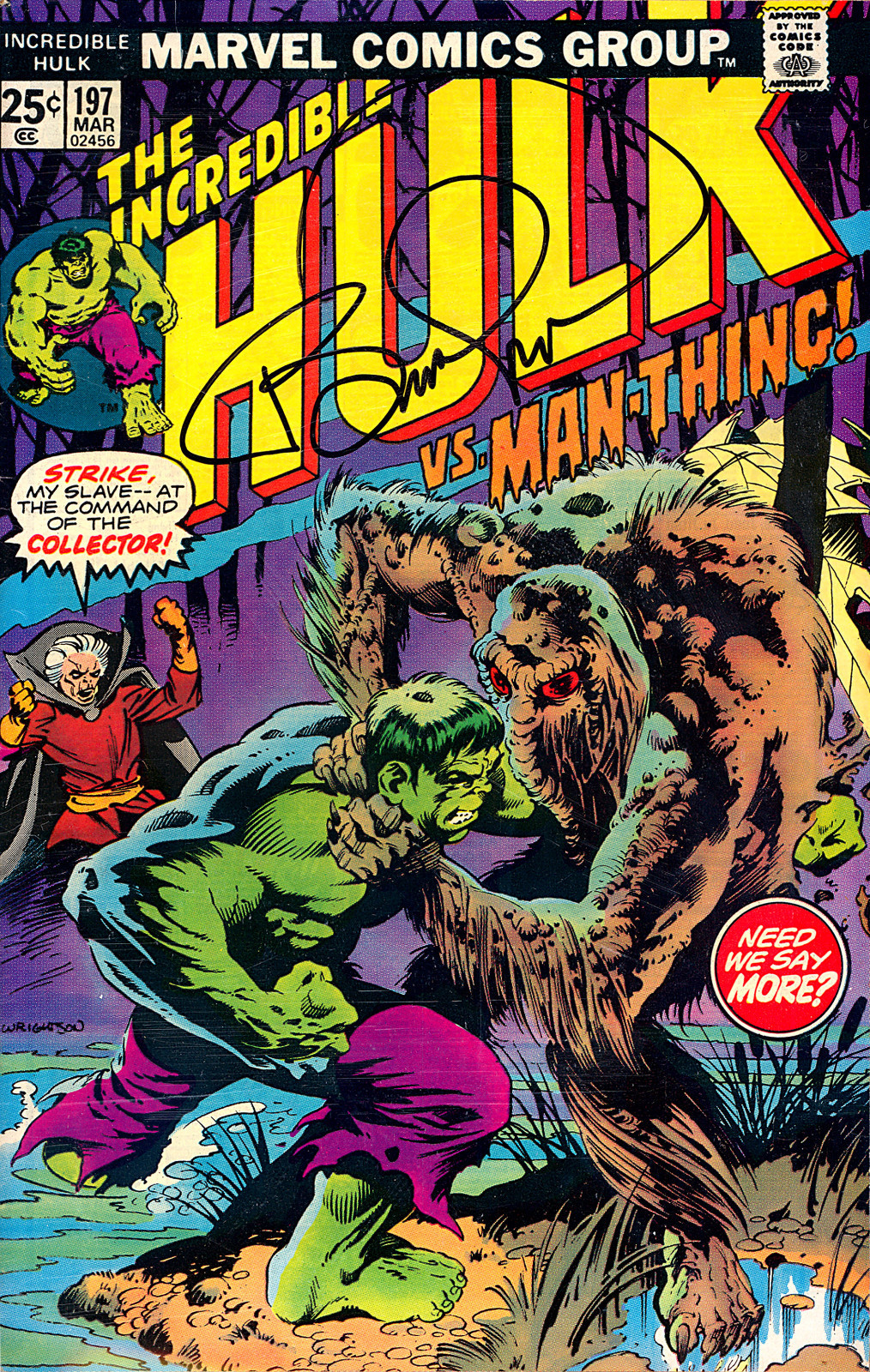 INCREDIBLE HULK #197 CGC-SS 9.4 *SIGNED BERNIE WRIGHTSON* HULK vs MAN ...