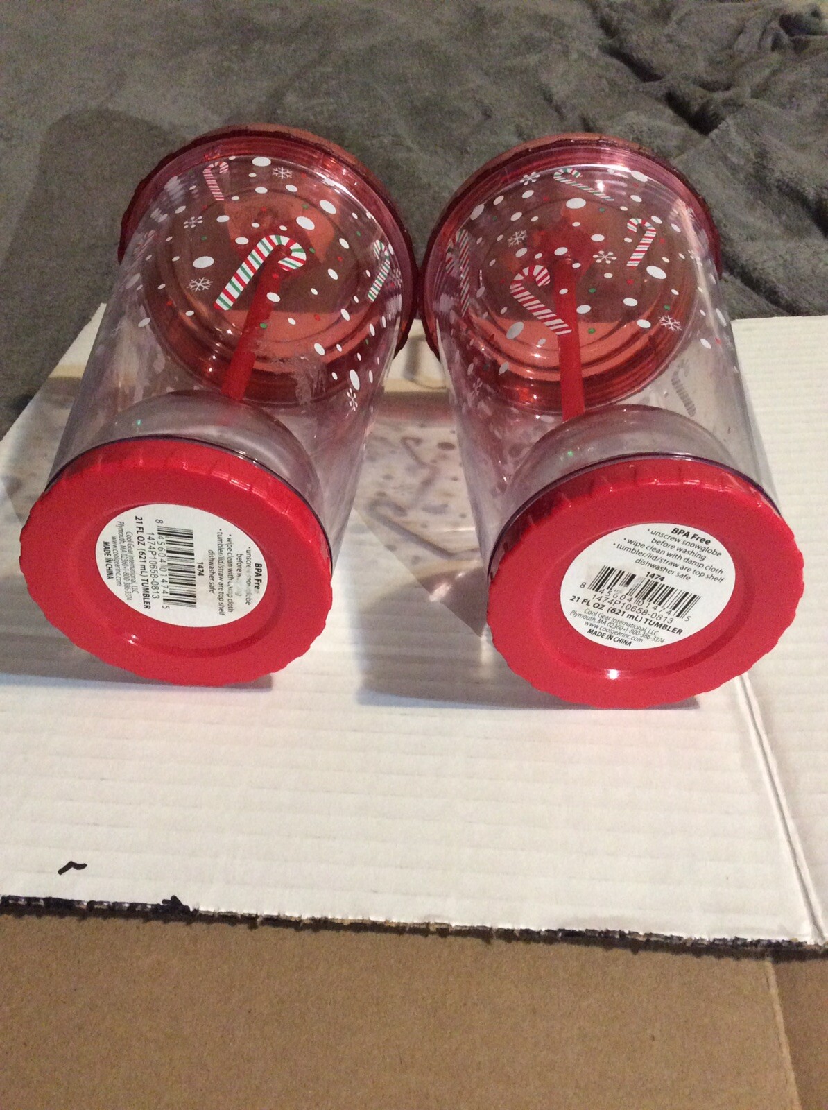 Snow Globe Cups Tumblers Set Of 2 New Holiday Drinking & Sipping | eBay