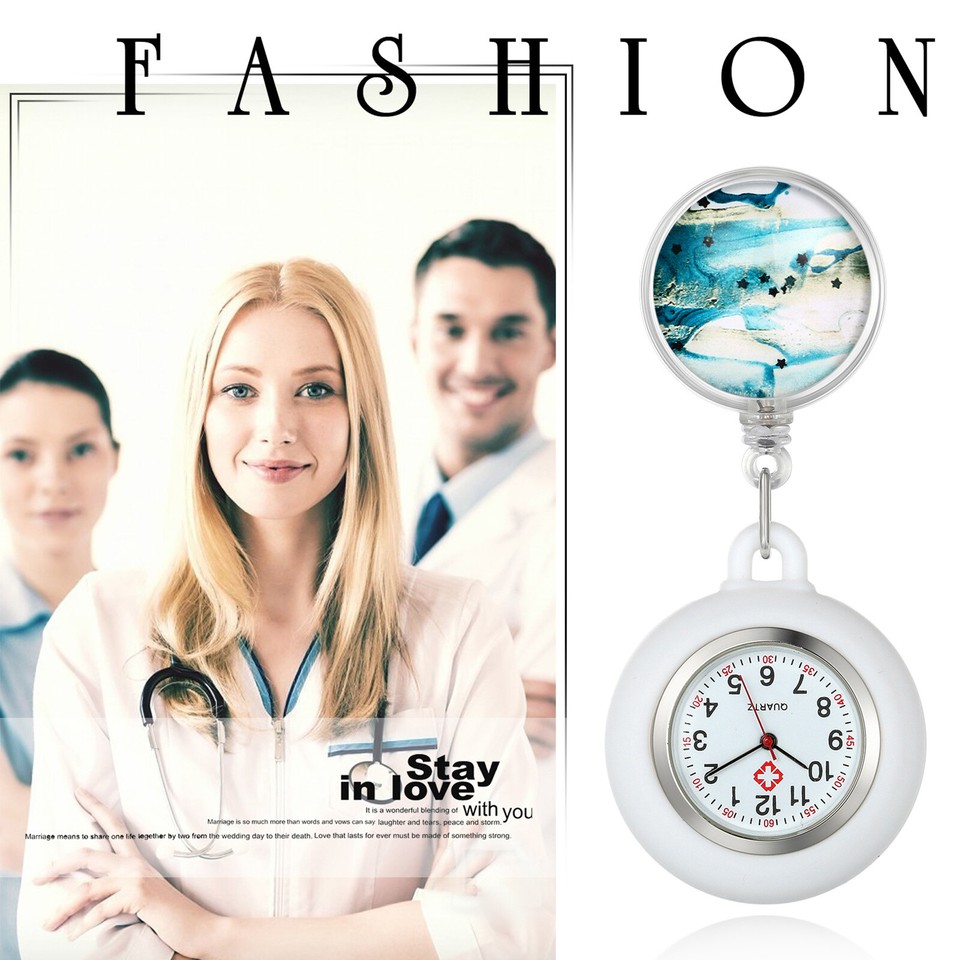 Starry Sky Nurse Doctor Fob Pocket Watch Quartz Retractable Silicone ...