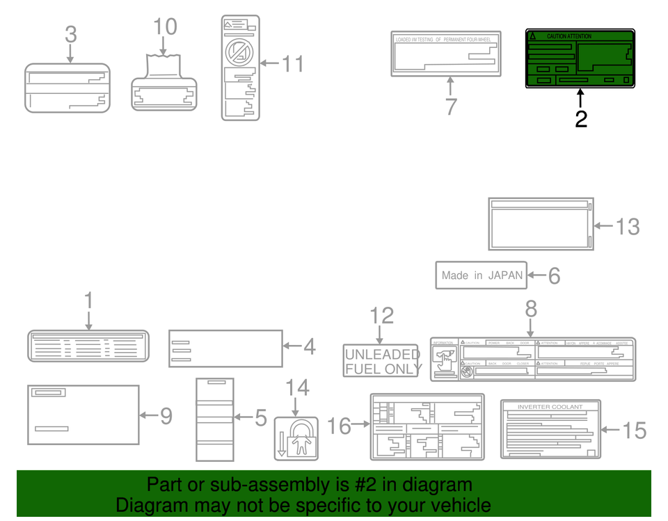 Genuine Toyota AC Label 88723-0R020 | eBay