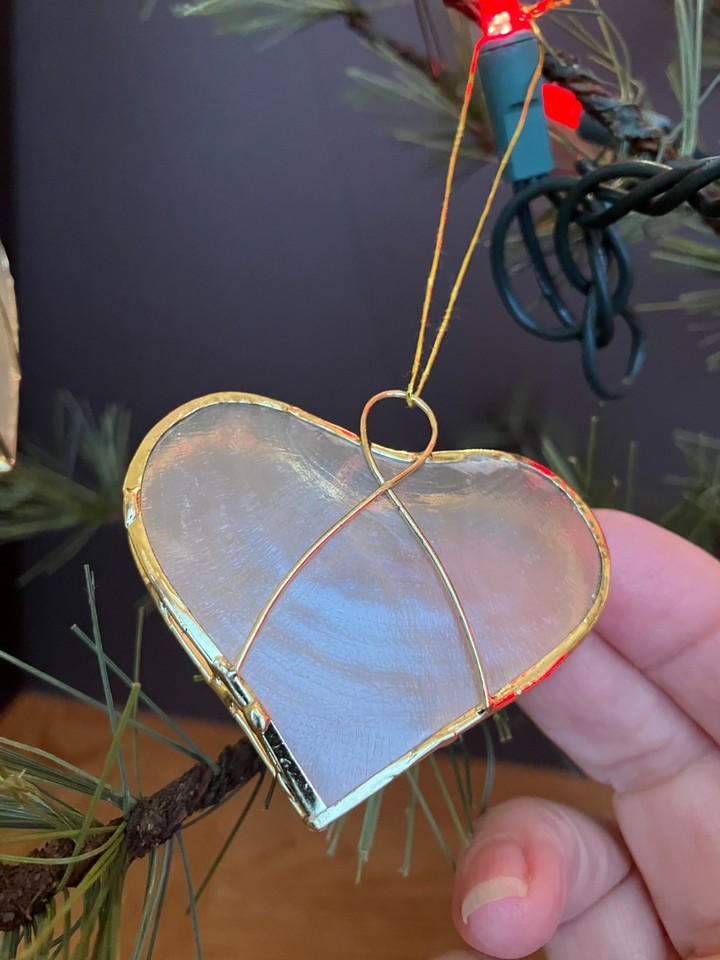 (19) Acrylic Heart Shape 2-Sided Valentine Ornaments/Golden Wire Trim ...