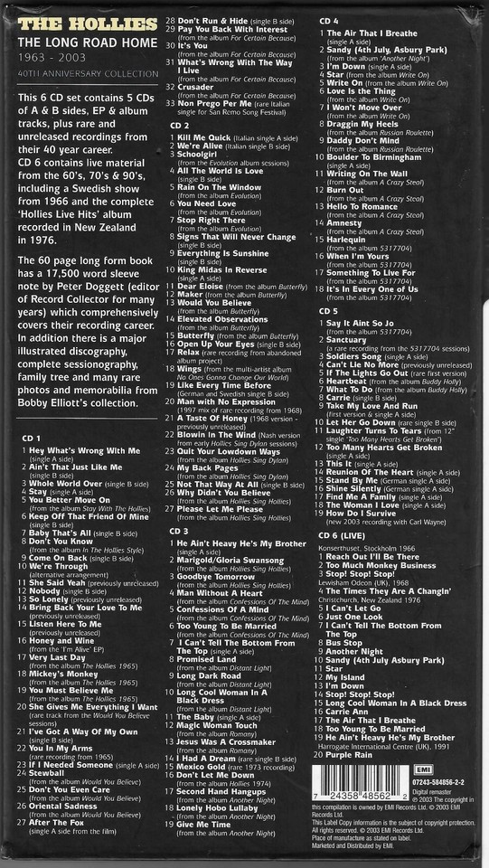 THE HOLLIES - The Long Road Home: 1963-2003 [Box](6 CD, 2003, EMI ...