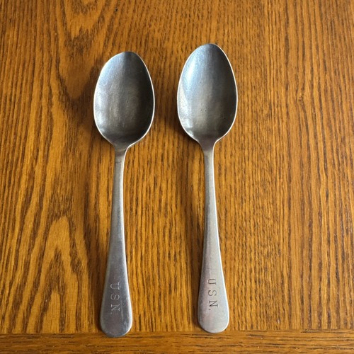US Mess Hall Galley Spoons (2) WW2 Military Silverware Flatware VTG ...