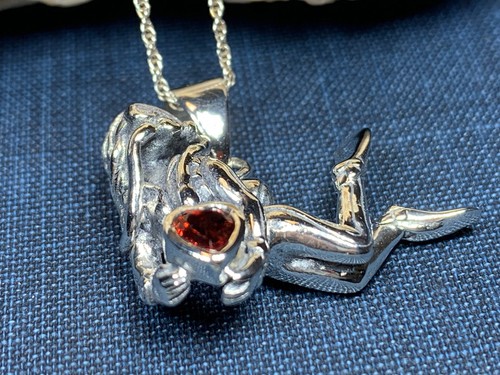 Diver Necklace Beach Scuba Diving Ladies Garnet Pendant 925 W/FREE ...