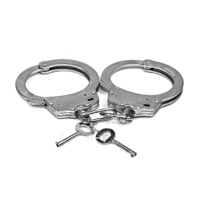 Solid Steel Handcuff Sliding Double Lock Mechanism W/ 2 Keys Police ...
