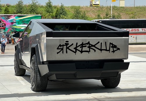 Tesla Cybertruck 2023-2025 CUSTOM TEXT Graffiti Rear Bed Door Decal ...