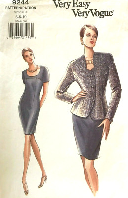 1990's VOGUE Misses' Jacket, Dress Pattern 9244 Size 6-10 UNCUT | eBay