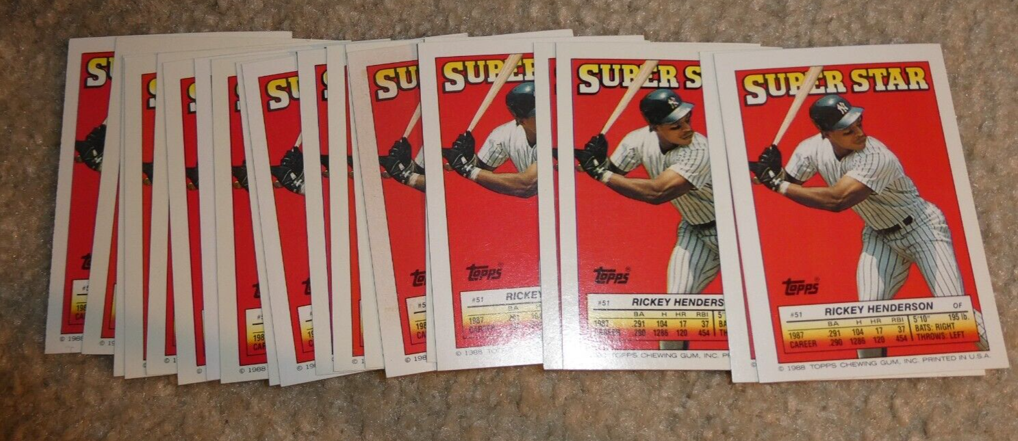 Lot of 20 1988 Topps Rickey Henderson Super Star Card Back Stickers #51 ...