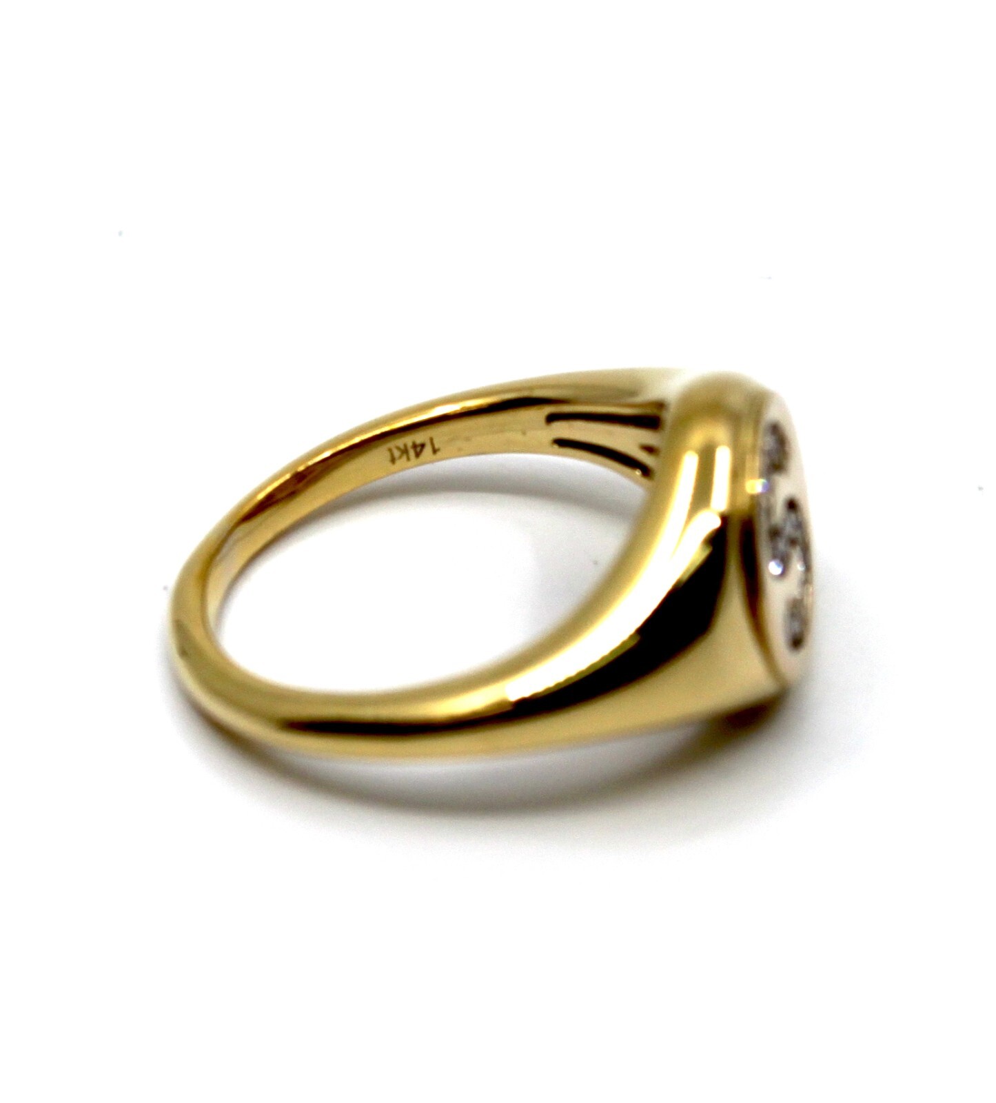 Initial S Letter Signet Ring With Diamond in 14K Soli… - Gem