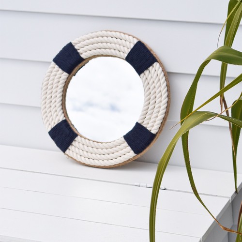 NAVY Coastal Nautical Hampton Style Round Rope Mirror Large 80cm | eBay