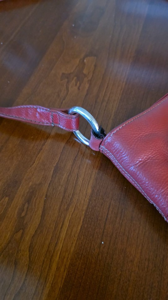 Tignanello Red Leather Crossbody Bag Built in Organizer Wallet Purse ...