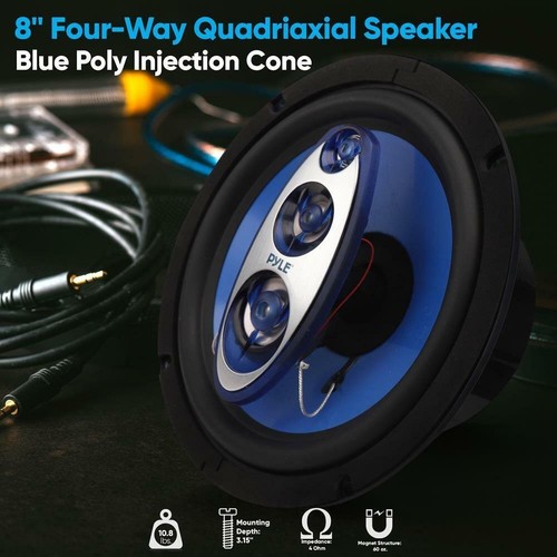 Pyle 4-Way Sound Speaker Syste 500 W w/ 4 Ohm Impedance ,1 Pair 8 ...