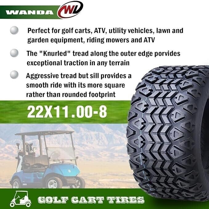 Set 4 ,WANDA 22X11-8 Golf Cart ATV Tires 4 Ply 22x11x8-14028 | eBay
