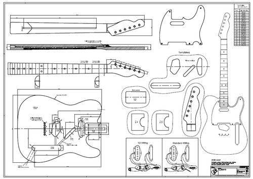 '53 tele drawing / blueprint - for guitar construction with clay wood w ...