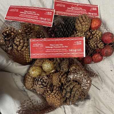 Ashland Pine Cone Mix Bag Cinnamon Scent Natural Green Red & Gold Lot ...