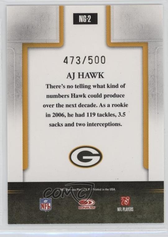 2007 Donruss Gridiron Gear Next Generation 473/500 AJ Hawk #NG-2 1e8f | eBay