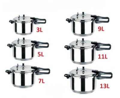 3/5/7/9 11L HEAVY DUTY PRESSURE COOKER ALUMINIUM STEAMER KITCHEN ...
