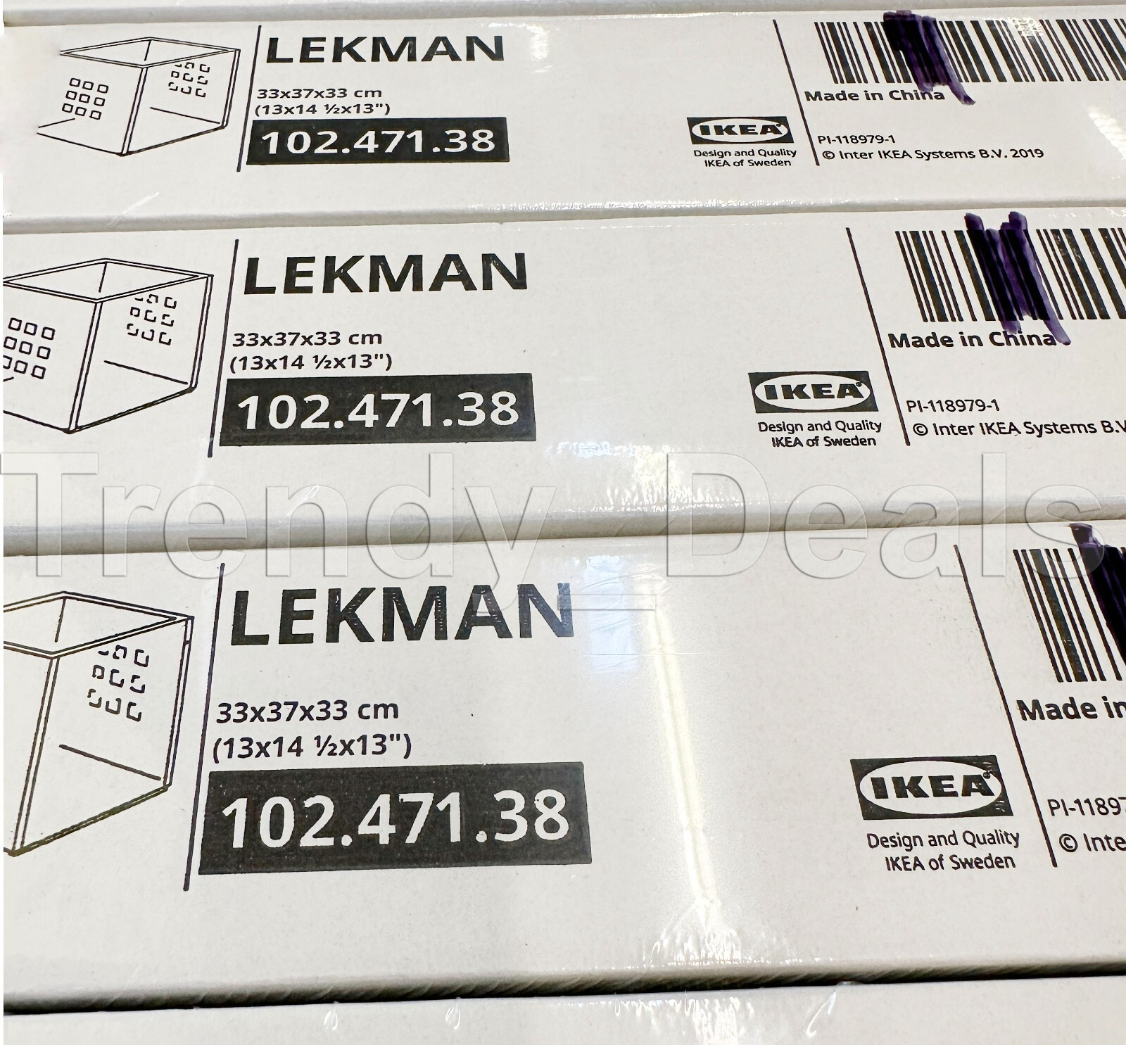 SET of 2 - Ikea LEKMAN Storage Box White, Plastic 13x14 ½x13" Fits ...