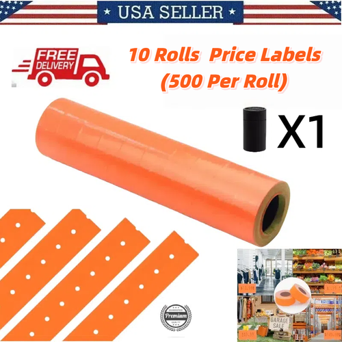 10 Rolls / 5000 Tags ORANGE labels for Motex MX-5500 L5500 Mx989 Price ...