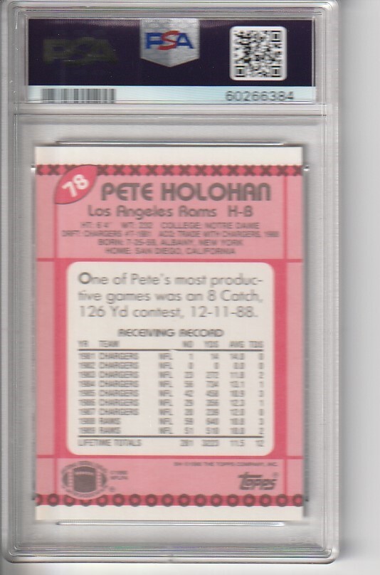 1990 Topps Tiffany Football #78 Pete Holohan Psa 8 | eBay